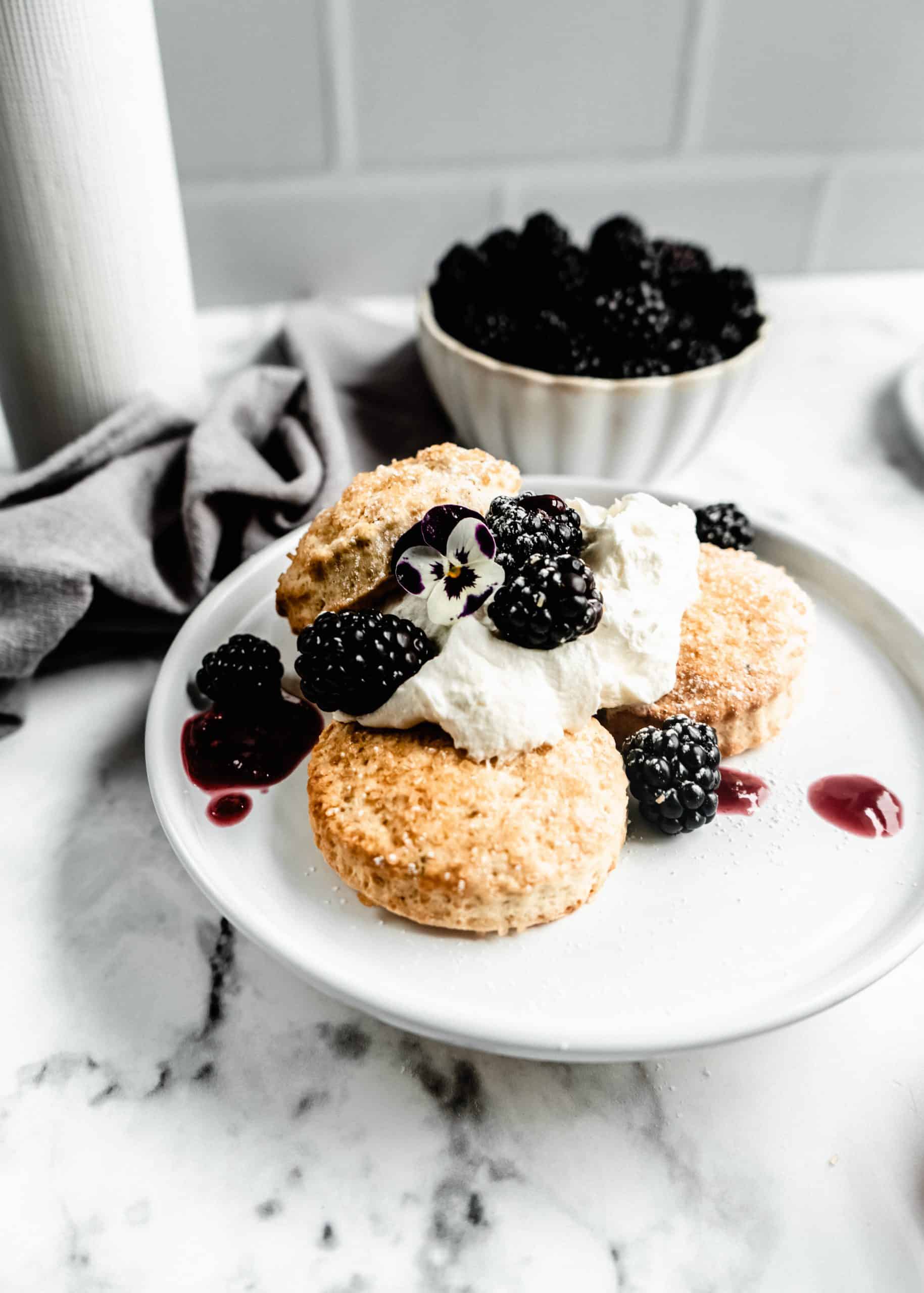 Lavender Blackberry Shortcake with Mascarpone Cream