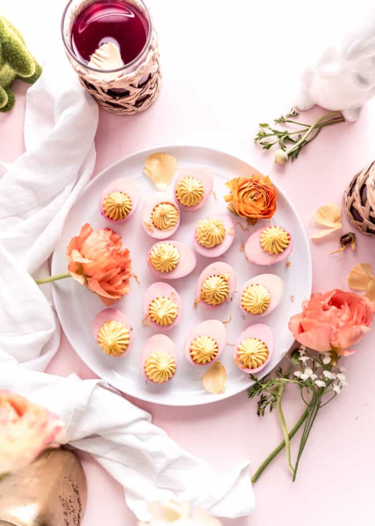 Naturally Colored Pink Easter Deviled Eggs Recipe - The Windy City ...