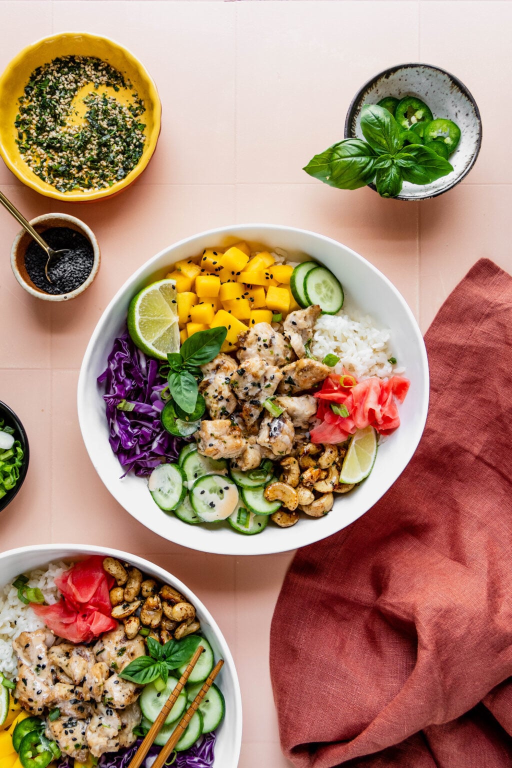 Chicken Poke Bowl with Miso Marinated Chicken - The Windy City Dinner Fairy